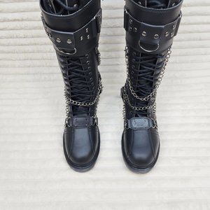 Demonia | Shoes | Combat Biker Boots Black Matte Lightning Bolt Tread ...